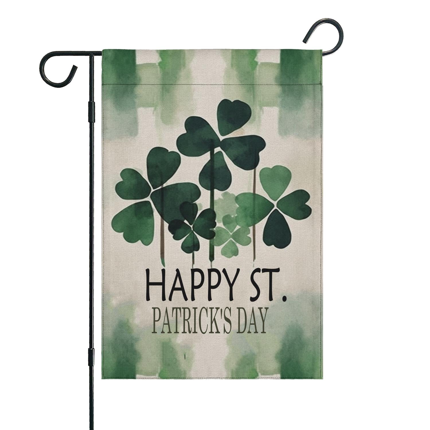 St.Patrick's Day Outdoor Flags Irish Outdoor Flag Shamrock Clovers Green Welcome Holiday Outdoor ...