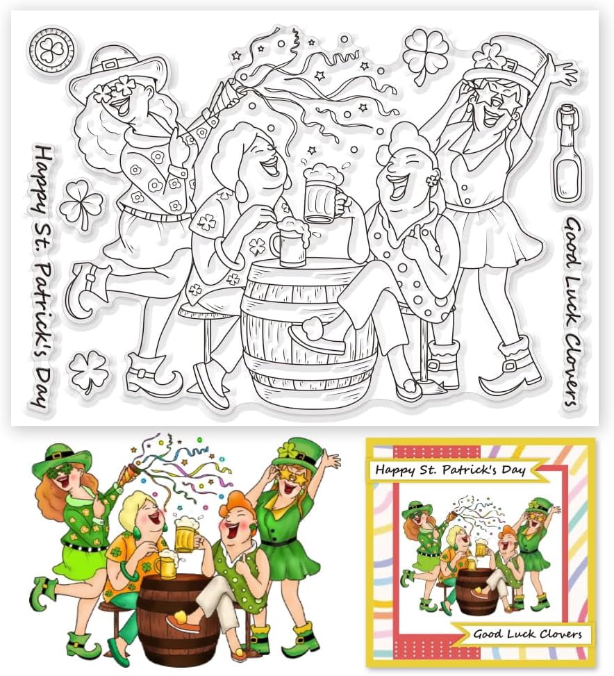 St. Patrick's Day Party Clear Stamp A4 Size Lucky Clover Silicone Clear ...