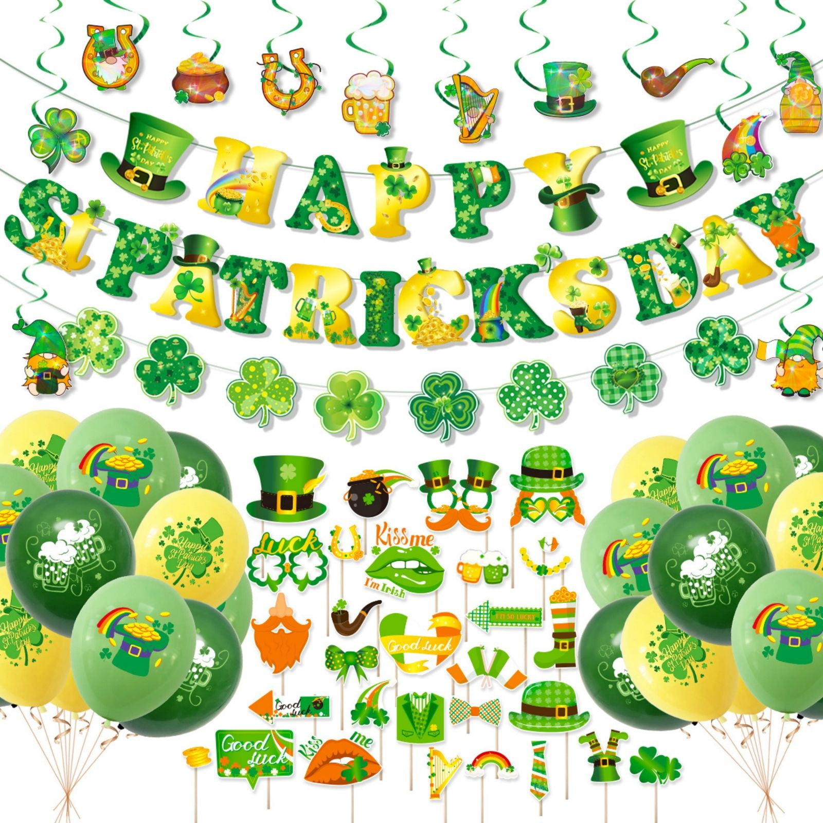 St. Patrick's Day Party Decorations Set 100 Piece Kit with Balloons ...
