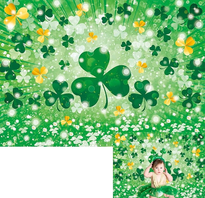 St. Patrick's Day Photography Backdrop Lucky Shamrock Bokeh Background ...
