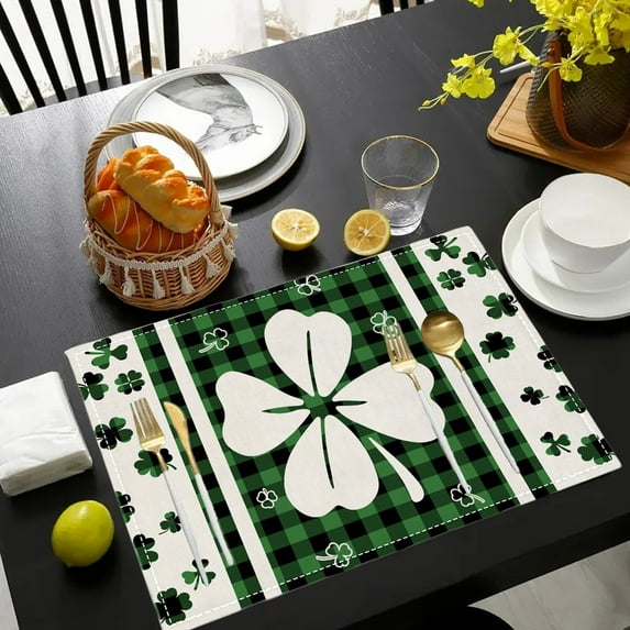 St Patrick's Day Placemats Check Placemats Easy To Clean Table Mats ...