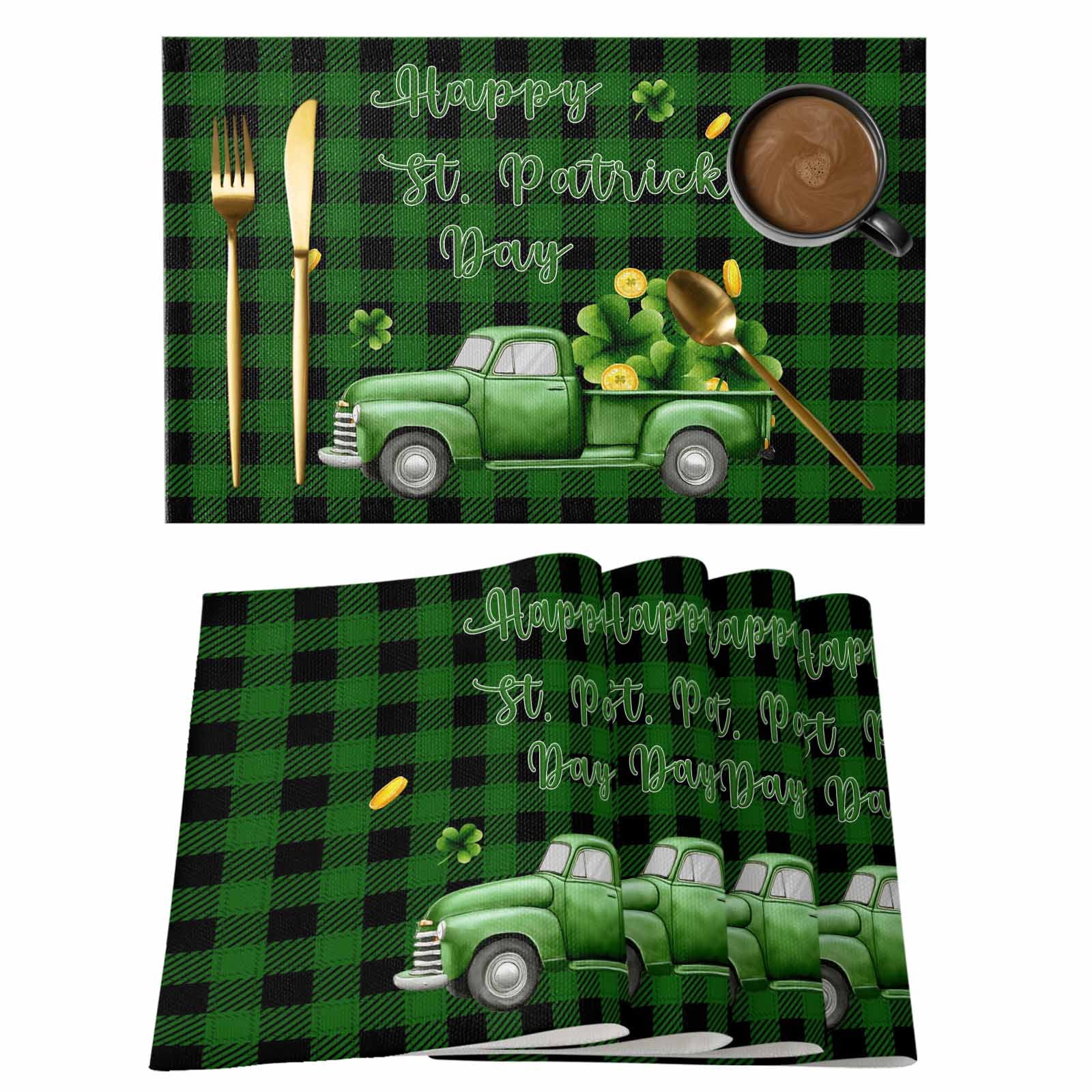 St. Patrick's Day Placemats Set of 8 Shamrock Truck Gold Coin Green ...