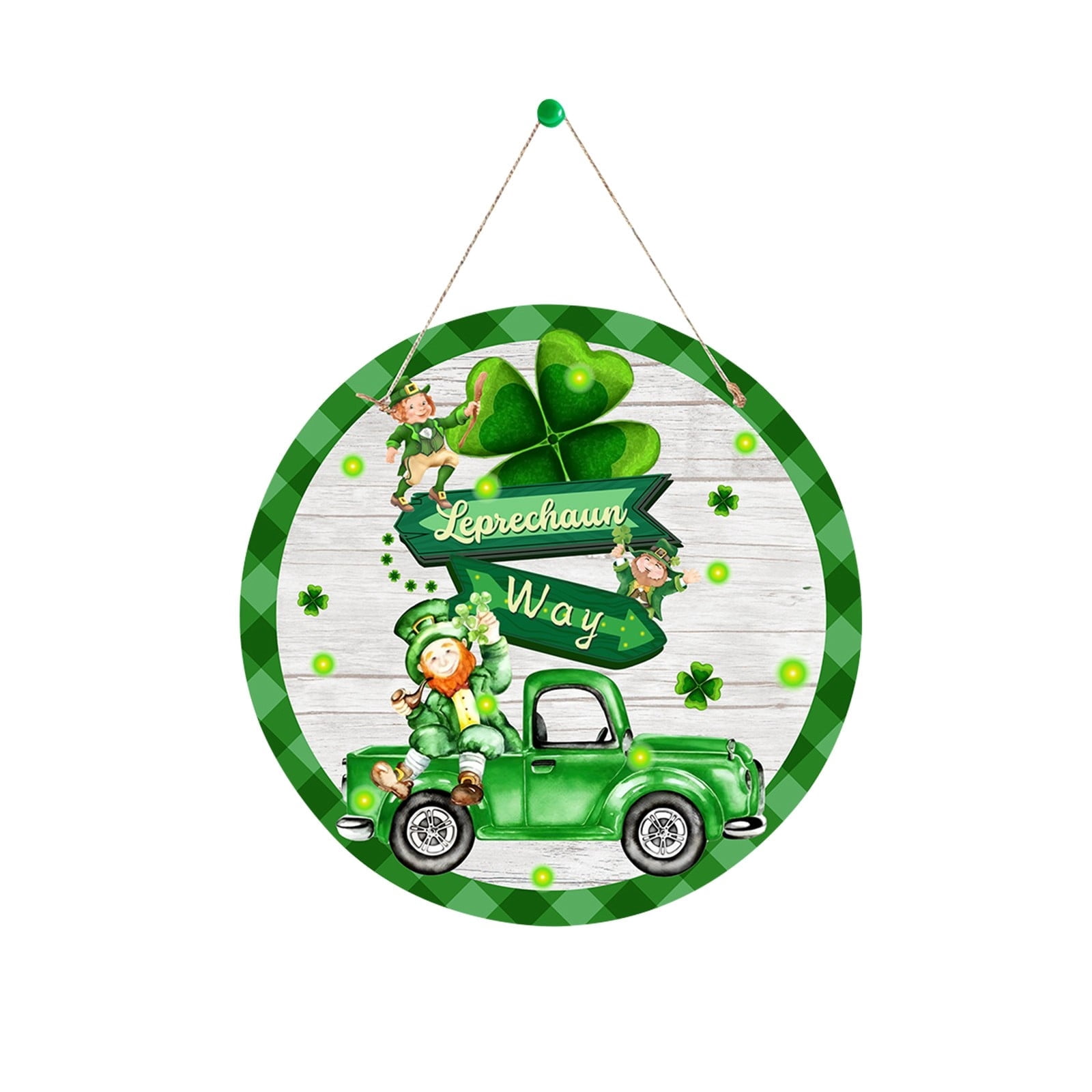 St. Patrick's Day Plaid Shamrock Door Hanging Decoration Lucky Clover ...
