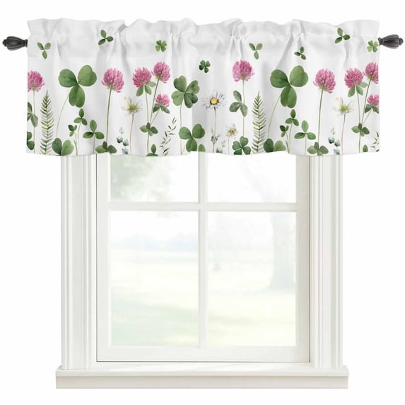 St. Patrick's Day Rod Pocket Curtain Valance, Green Lucky Shamrocks ...