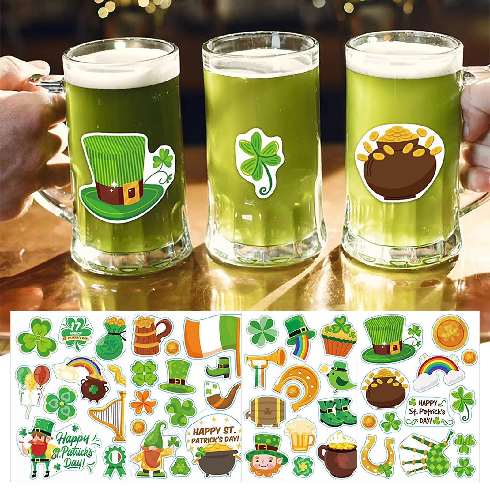 St. Patrick's Day Room Decor 4 Sheets St.Patricks Stickers Party ...