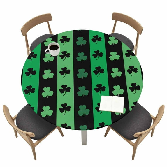 St. Patrick's Day Round Fitted Tablecloth with Elastic Edge Spring ...