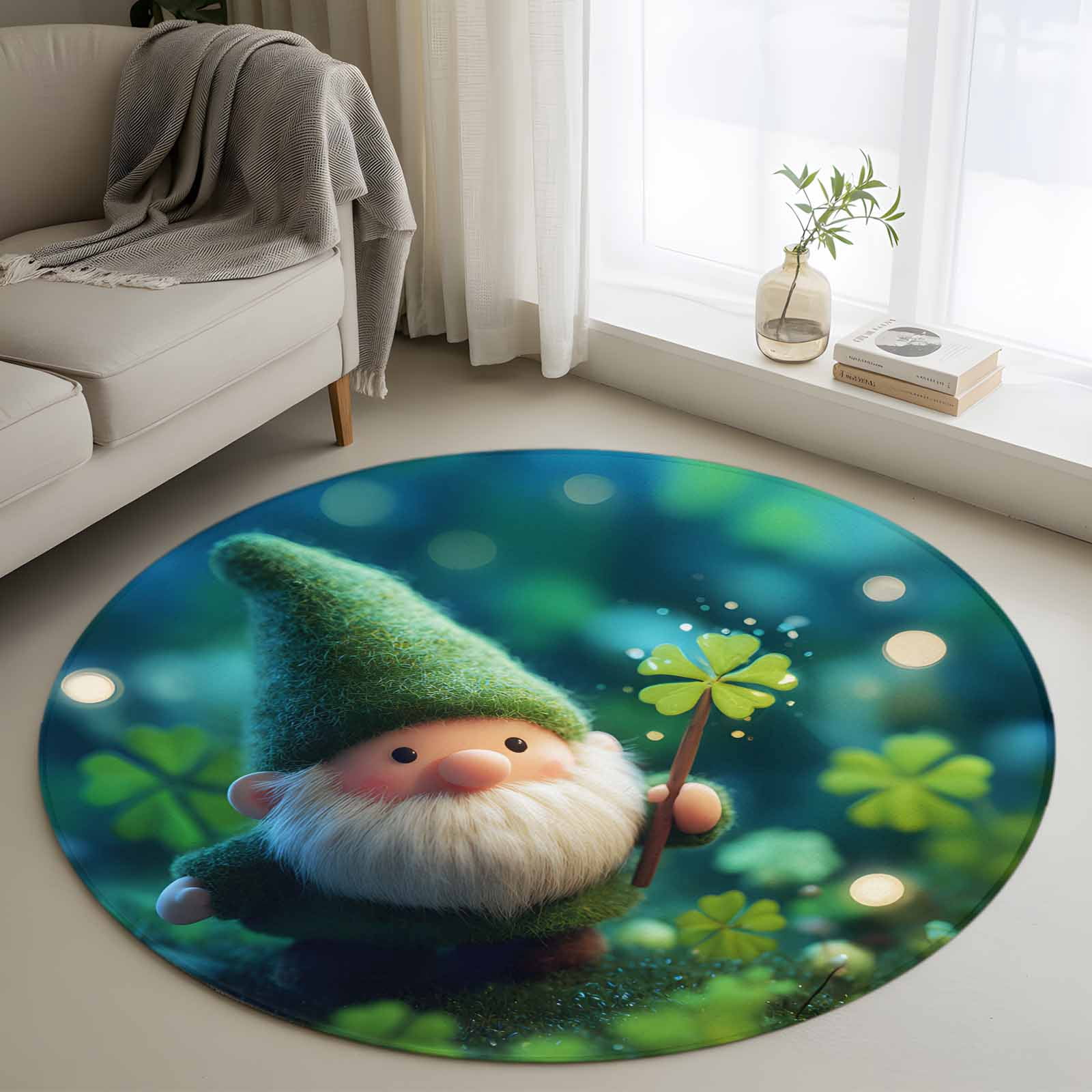 St. Patrick's Day Round Rug 3ft Washable Circle Entryway Rugs Non Slip ...