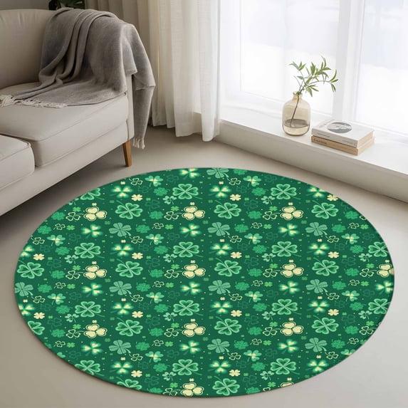 St. Patrick's Day Round Rug 4ft Washable Circle Entryway Rugs Non Slip ...