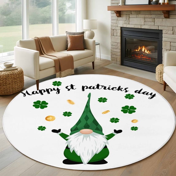 St. Patrick's Day Round Rug 5ft Washable Circle Kitchen Rugs Non Slip ...