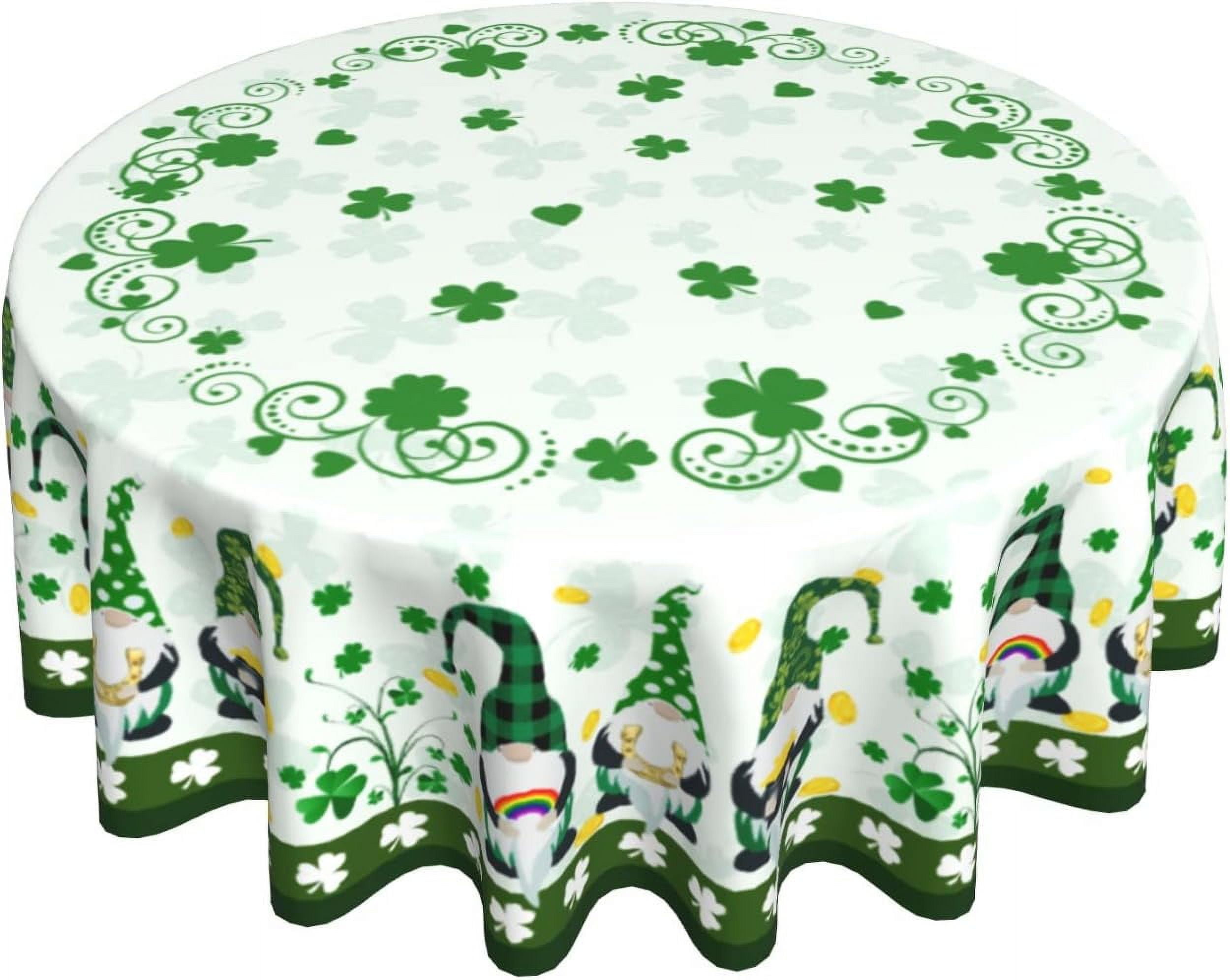 St Patrick''s Day Round Tablecloth 60 Inch Green Shamrock Gold Coin ...