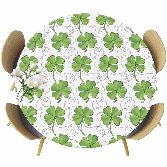 St. Patrick's Day Round Tablecloth, Fitted Table Cover with Elastic for ...