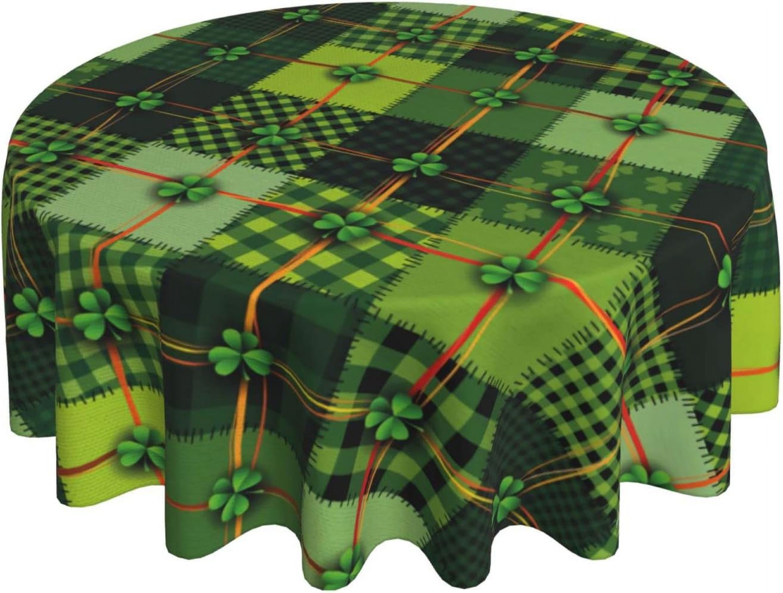 St.Patrick''s Day Round Tablecloth Green Shamrock Round Tablecloth ...