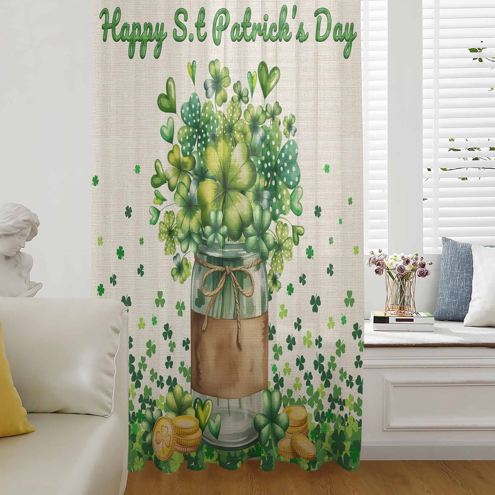 St. Patrick's Day Semi Sheer Curtains Drapes for Living Room, Bedroom ...