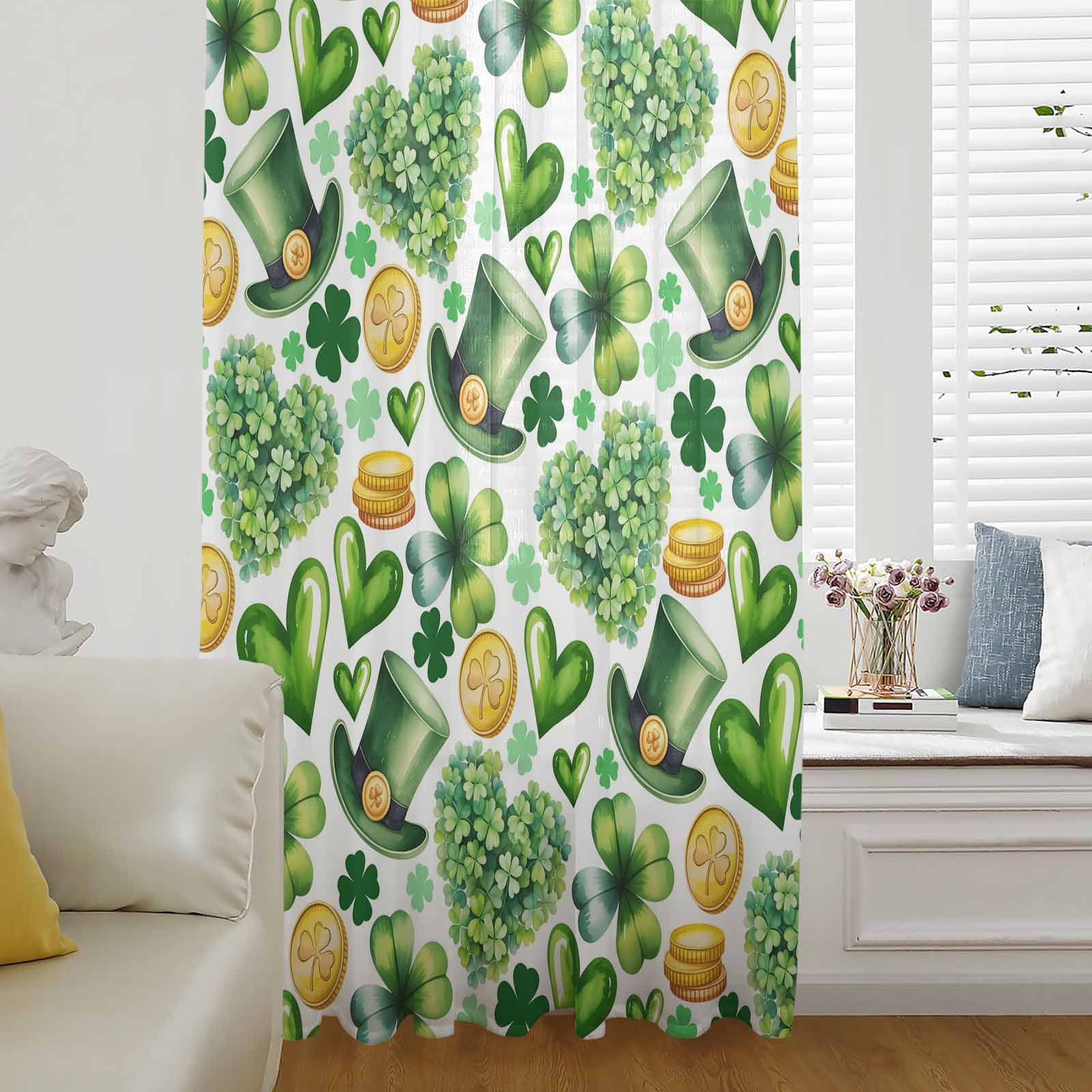 St. Patrick's Day Semi Sheer Curtains Drapes for Living Room,Bedroom ...