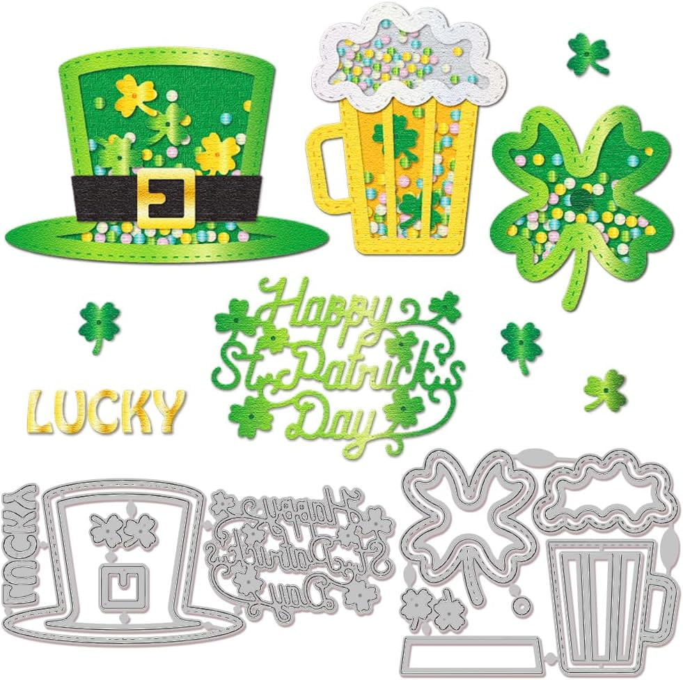 St. Patrick's Day Shaker Cutting Dies for Card Making Clover Hat Die ...