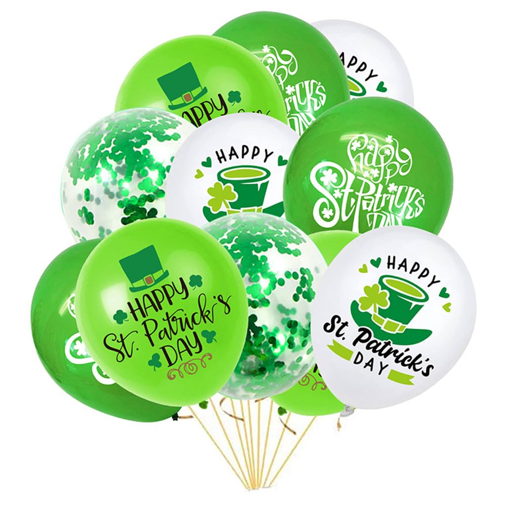 St. Patrick's Day Shamrock Balloon,20 pcs Irish Party Decorations,12inch Green Balloons for St ...