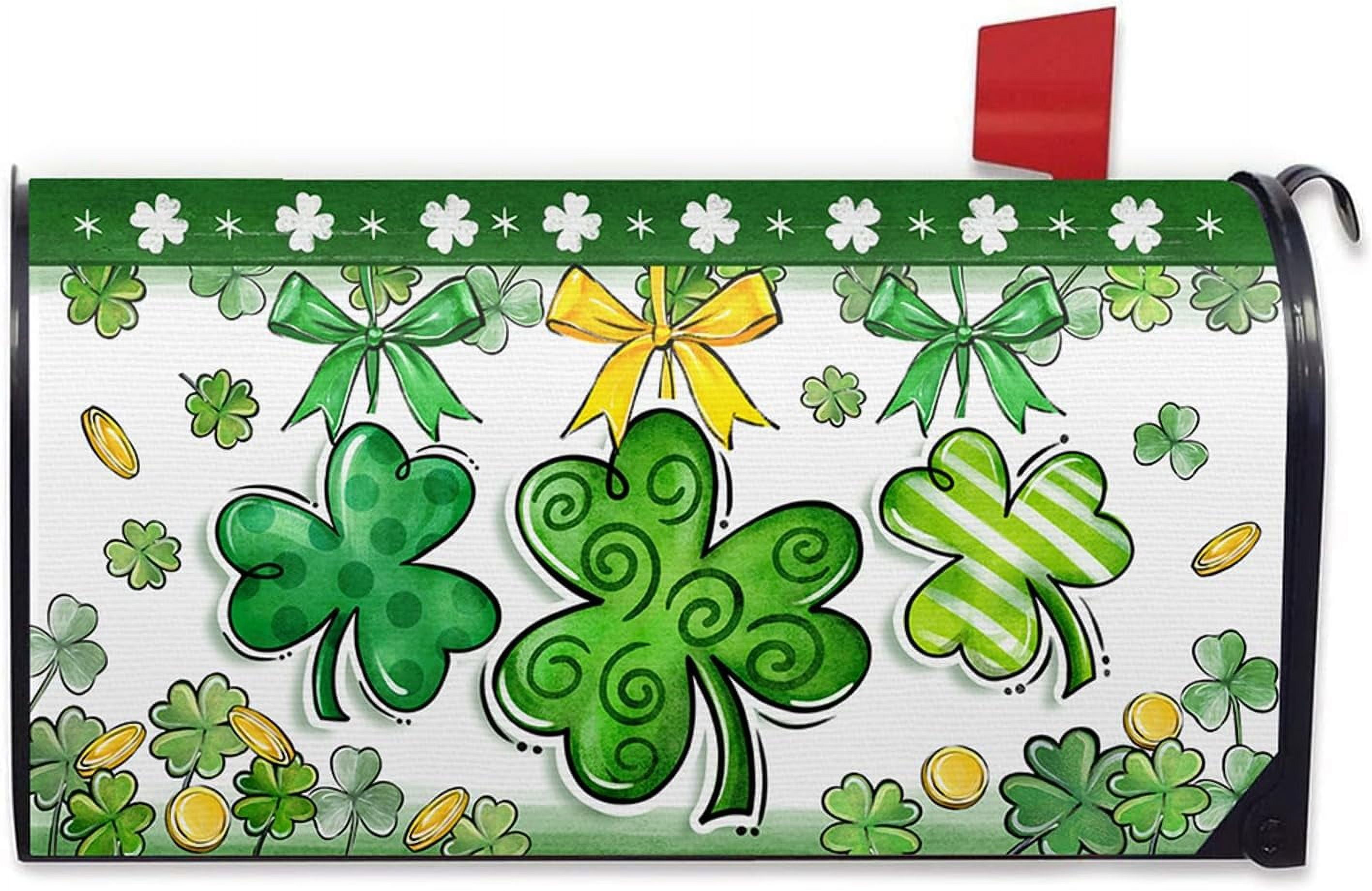 St. Patrick''s Day Shamrock Clover Welcome Mailbox Cover Magnetic ...