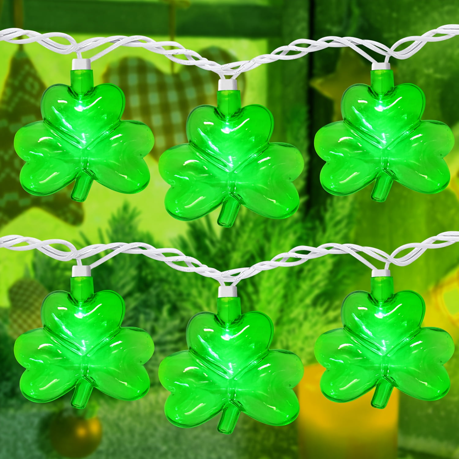 St Patrick's Day Shamrock String Lights,8.5Ft Shamrock Lights 10 LED ...