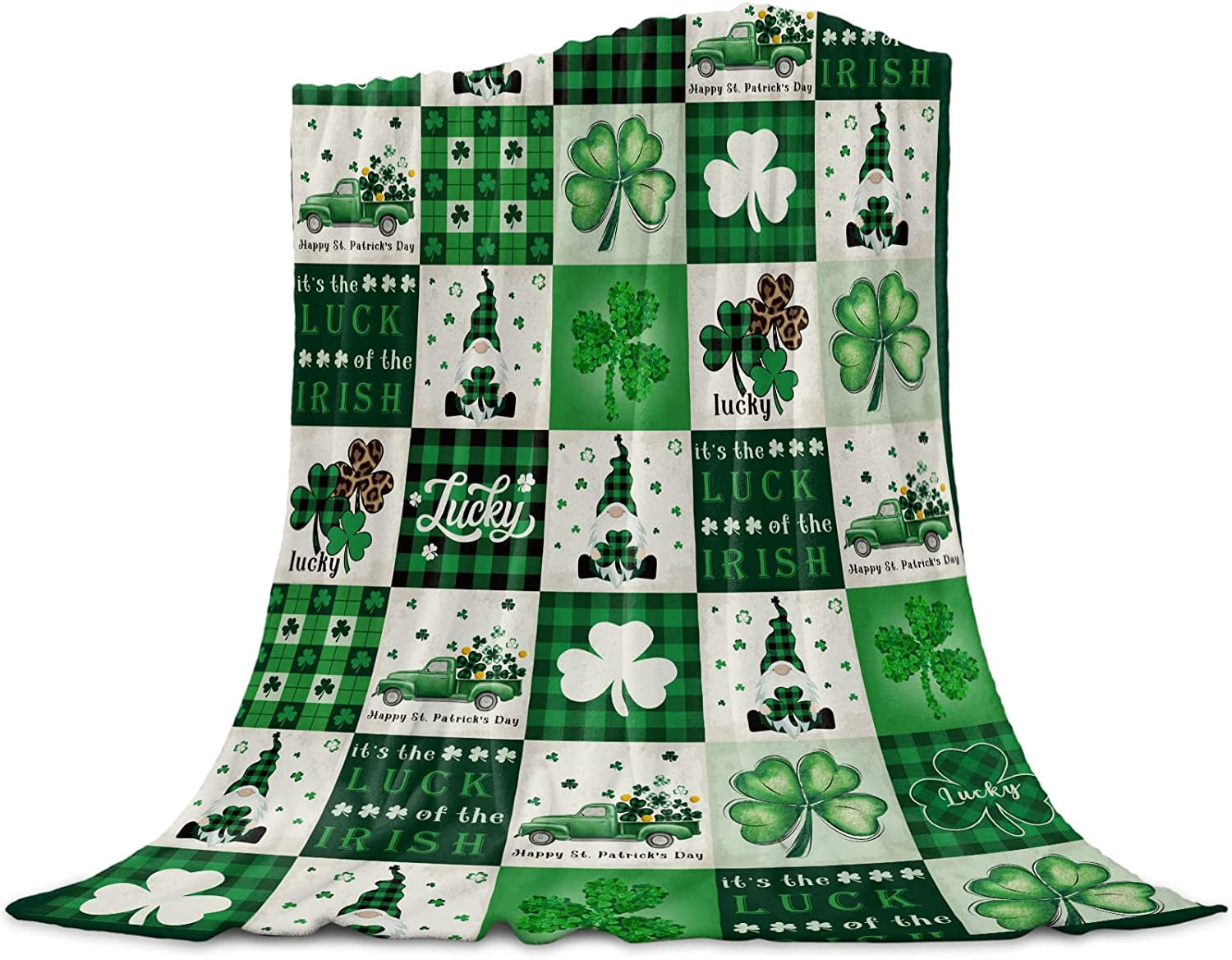 St. Patrick''s Day Shamrock Super Soft Flannel Fleece Throw Blankets ...
