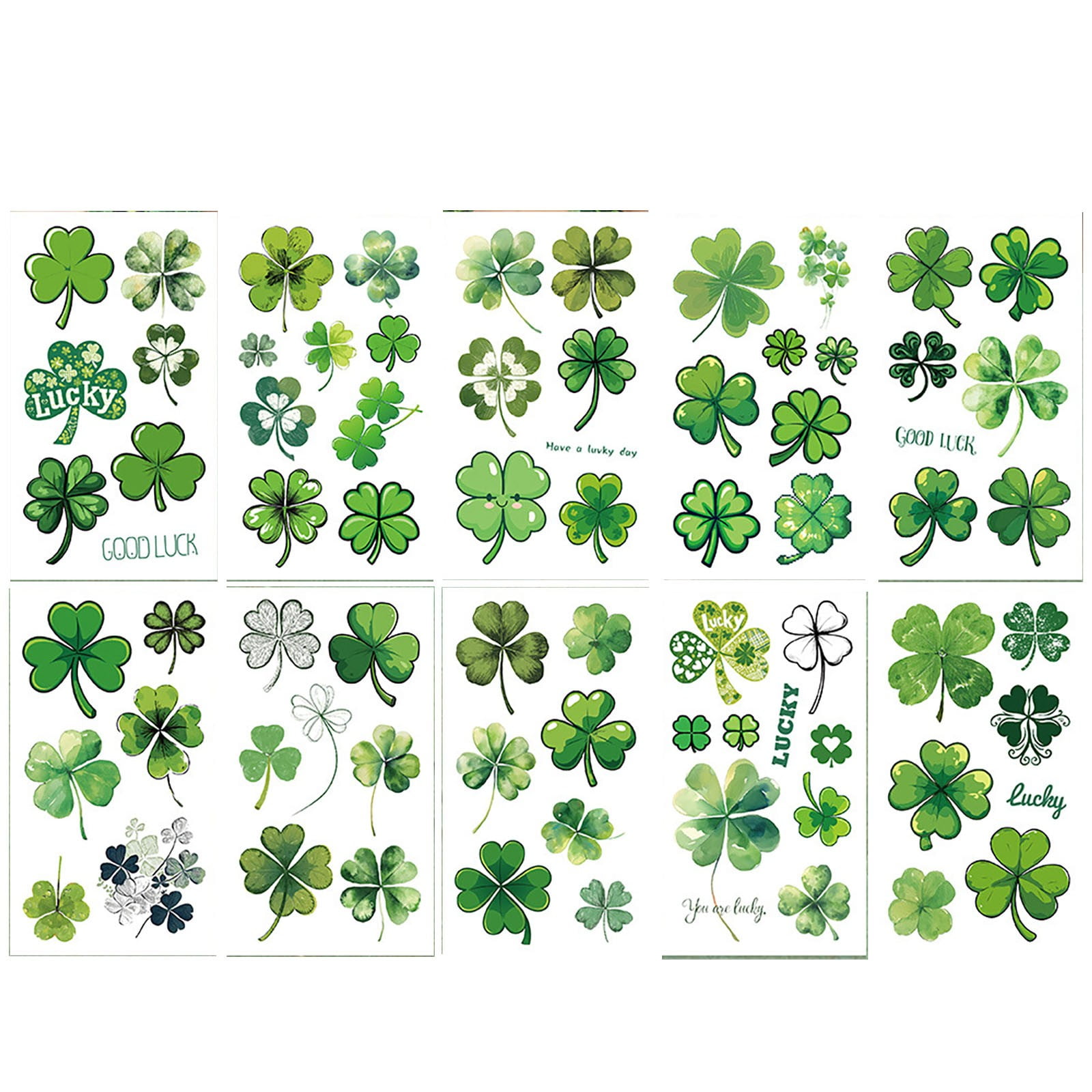 St. Patrick's Day Shamrock Temporary Tattoos Face Stickers, Waterproof ...