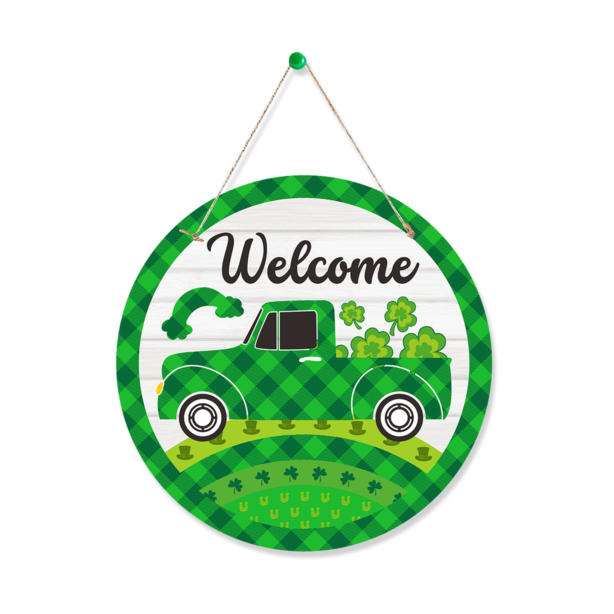 St. Patrick's Day Shamrock Welcome Sign Paper Irish Front Door Hanging ...