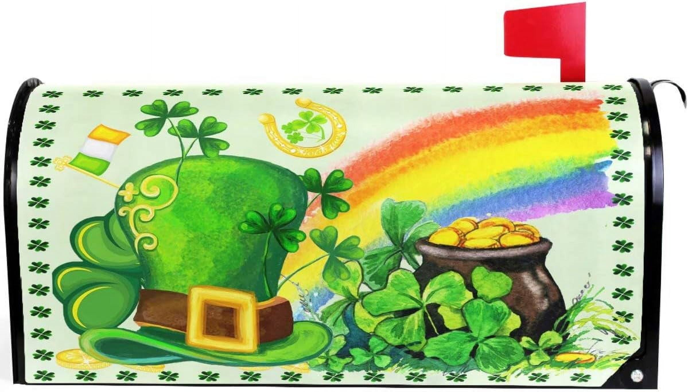 St.Patrick''s Day Shamrocks Mailbox Cover Magnetic Standard Size Elf ...