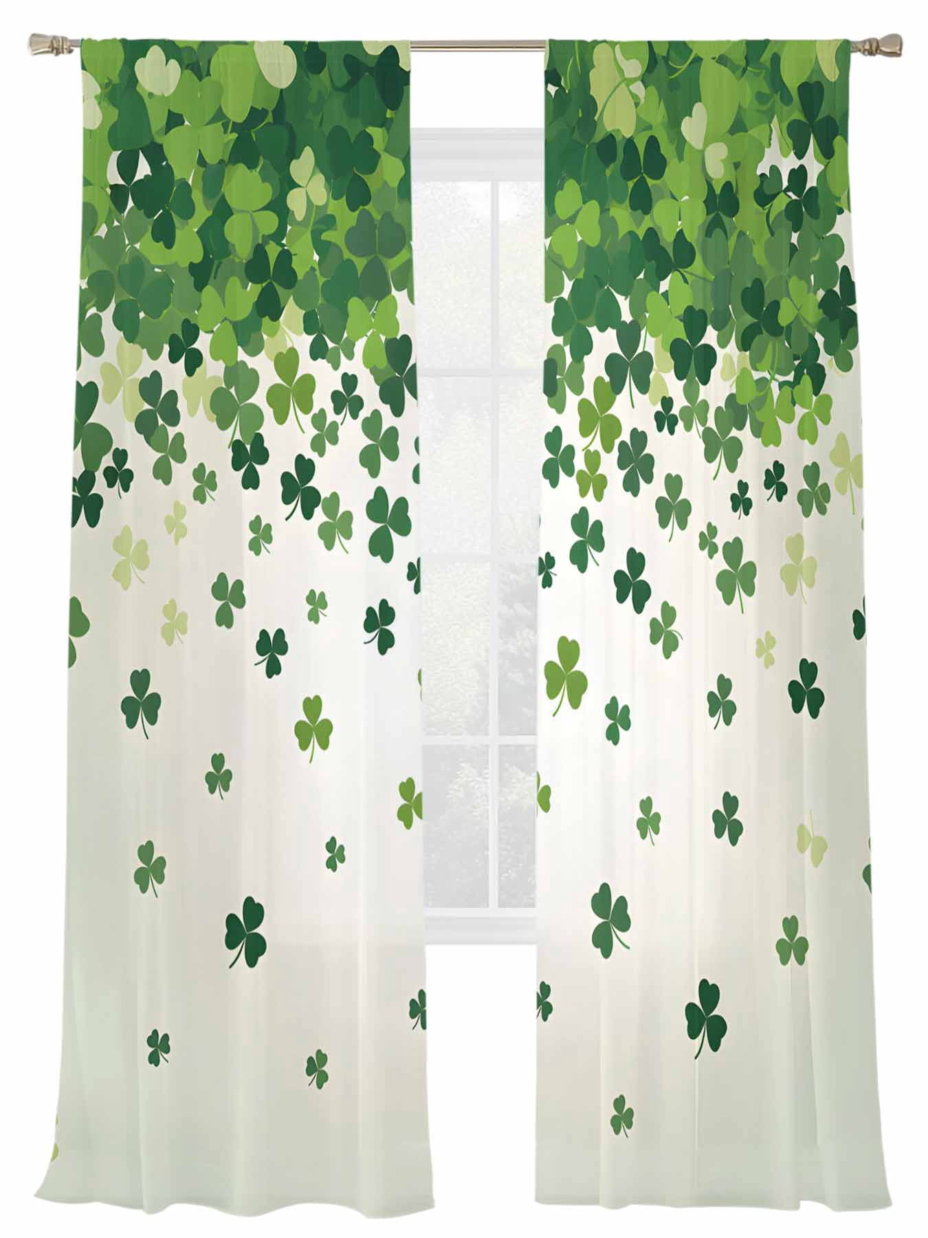 St. Patrick's Day Sheer Curtains 2 Panels Set Country Lucky Gradient ...