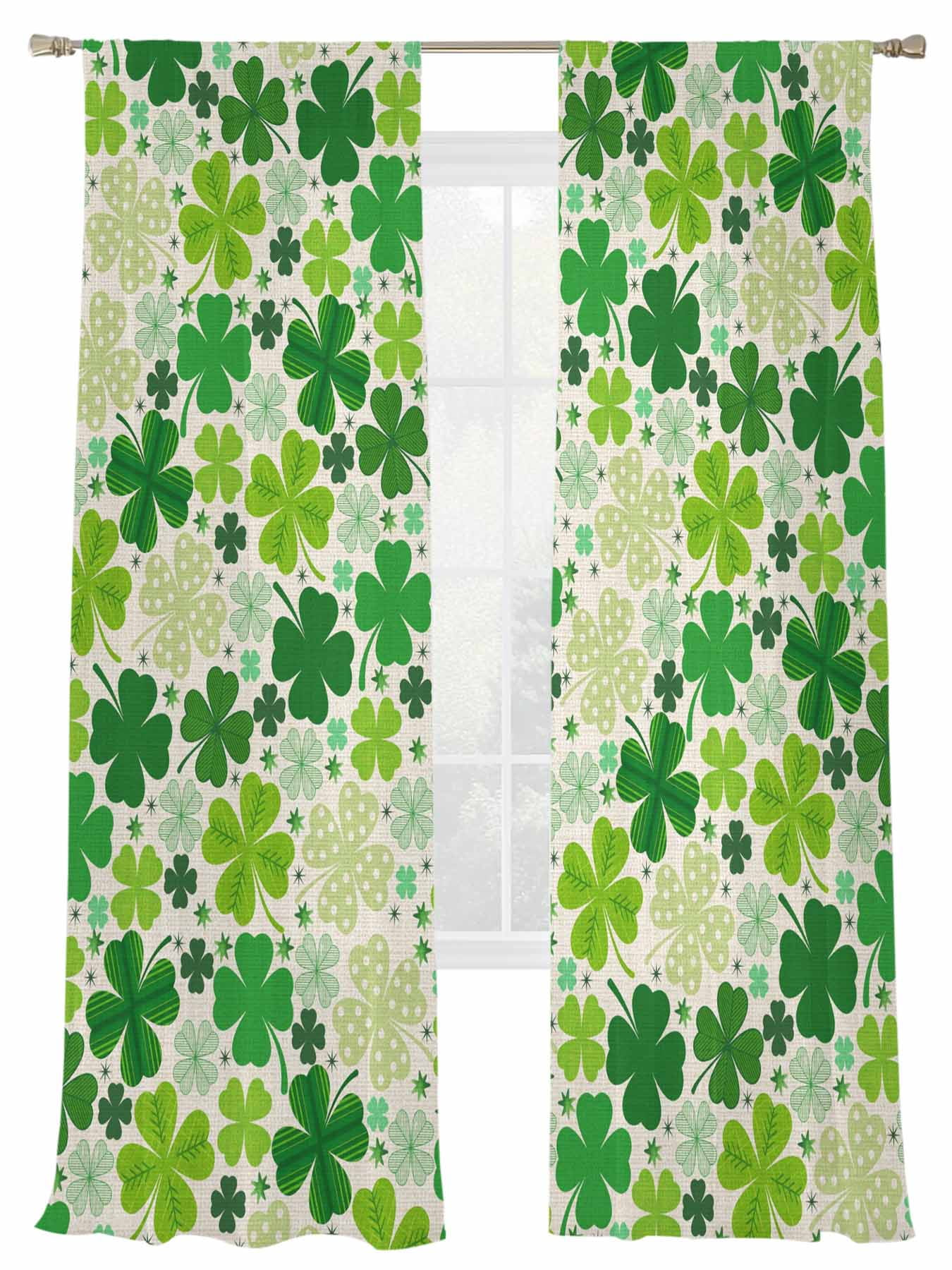 St. Patrick's Day Sheer Curtains 2 Panels Set Shiny Spring Green Dots ...
