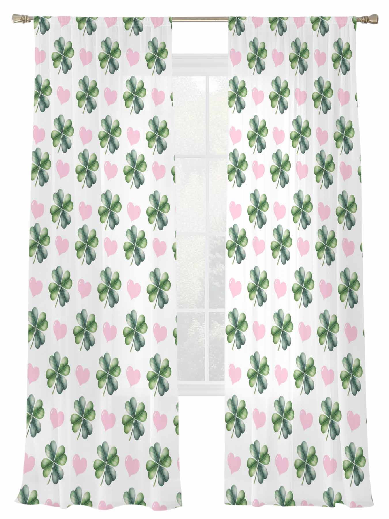 St. Patrick's Day Sheer Curtains 2 Panels Set Watercolor Green ...