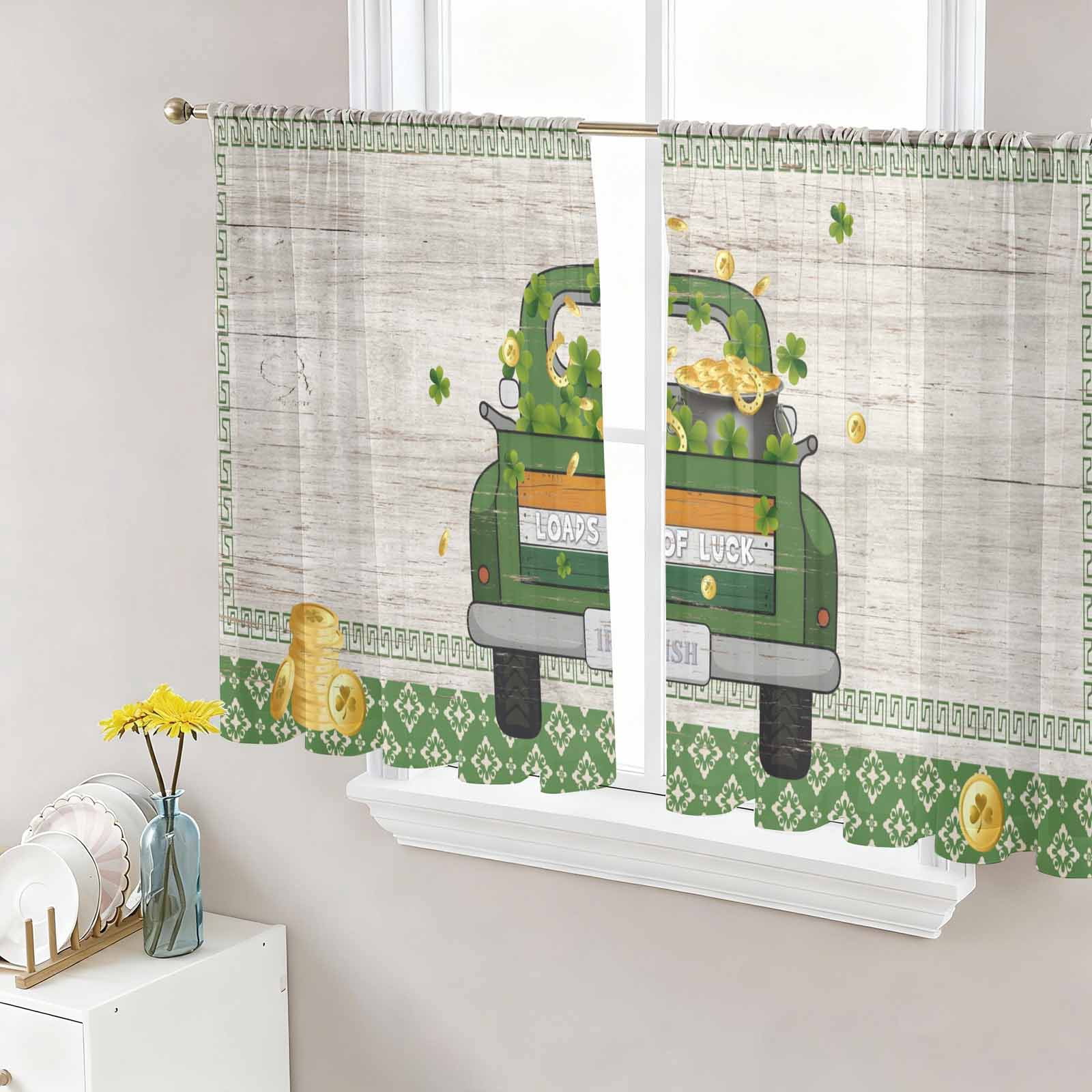 St. Patrick's Day Sheer Curtains 45 Inch Length 2 Panels Set Window ...