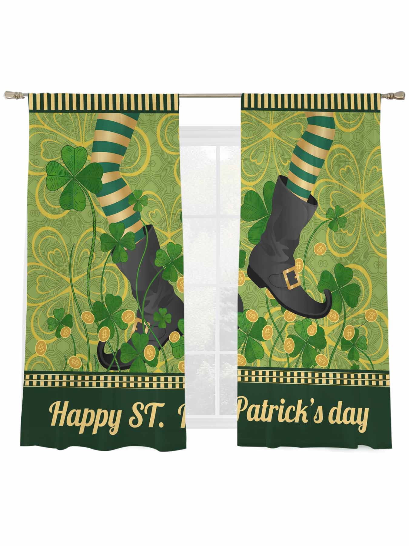 St. Patrick's Day Sheer Curtains 72 Inch Long 2 Panels, Cute Legs Coin ...