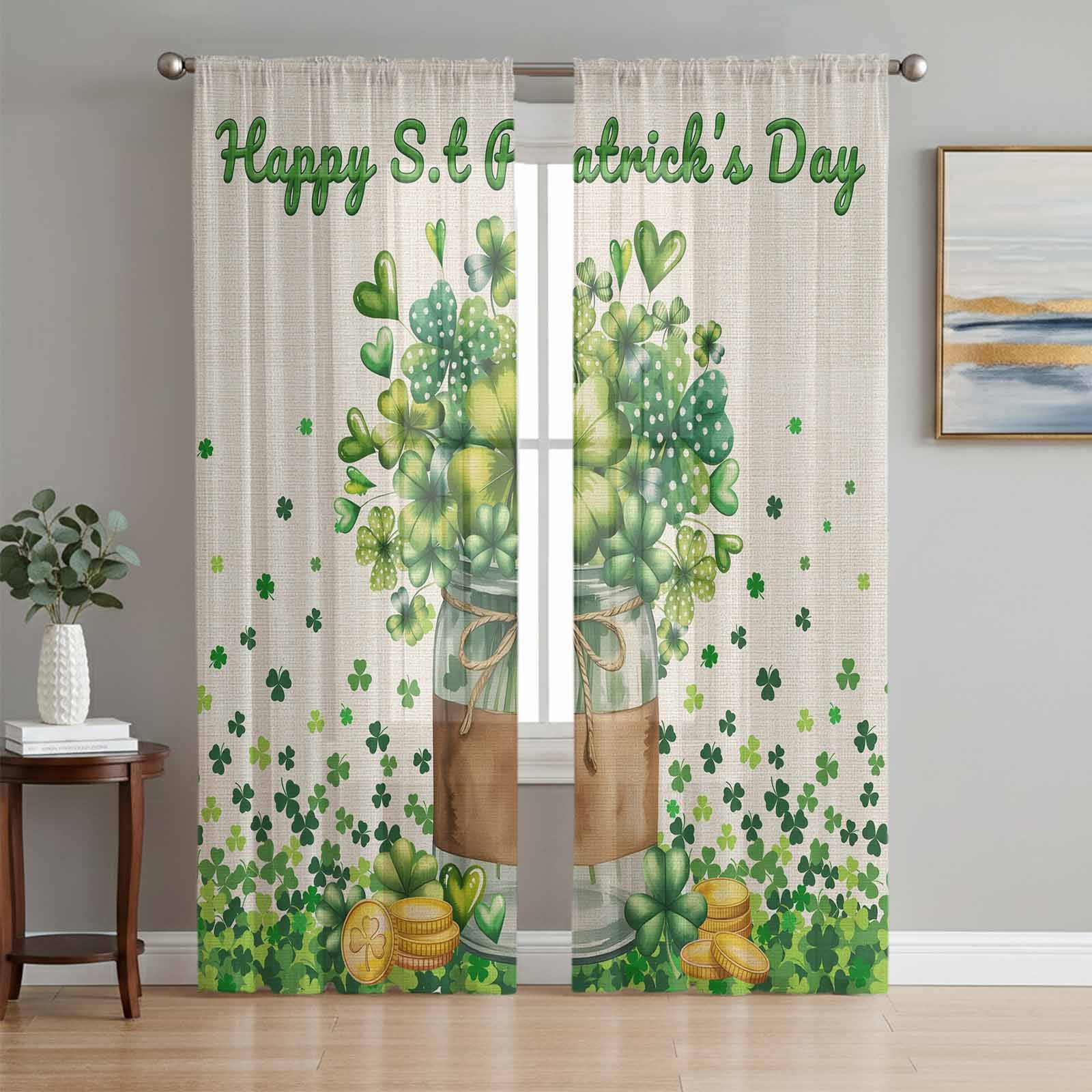 St. Patrick's Day Sheer Curtains 96 Inch Length 2 Panels Set, Farmhouse ...