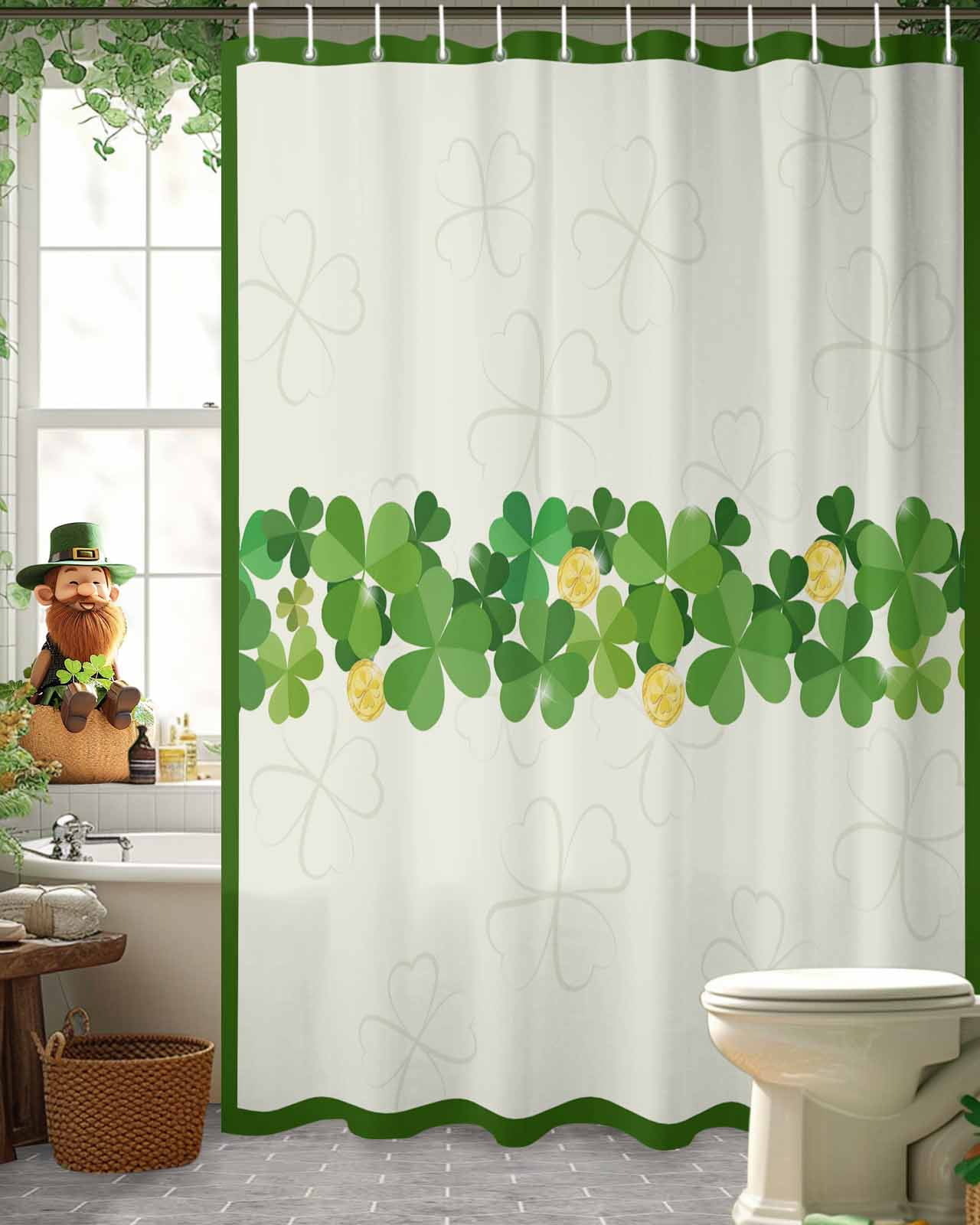 St. Patrick's Day Shower Curtain, 36" x 72", Simple Spring Green Lucky ...