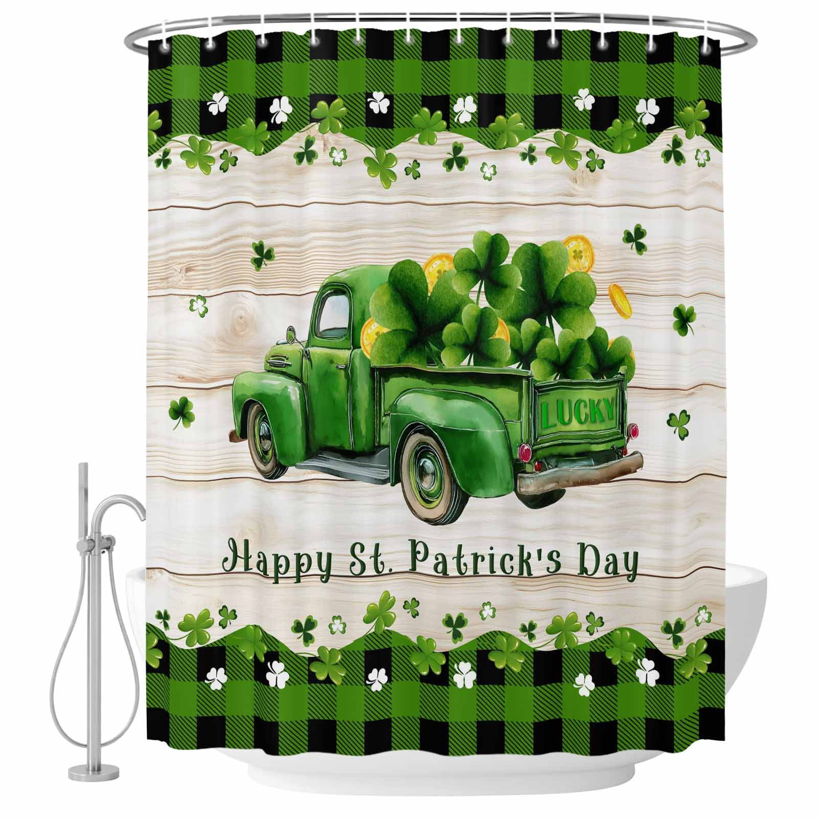St. Patrick's Day Shower Curtain Set - 72" x 78" Washable Bathtub ...