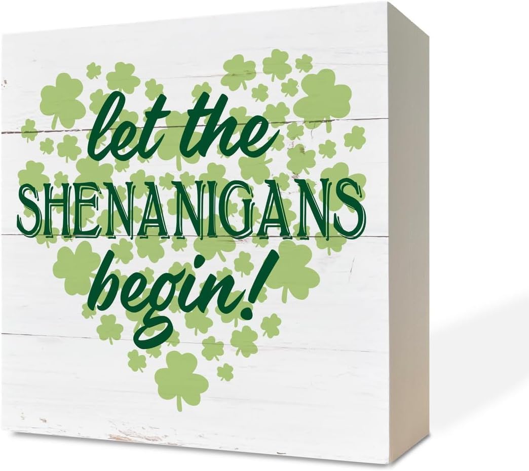 St. Patrick's Day Sign, Wooden Box Sign Desk Decor, Rustic Welcome Sign ...