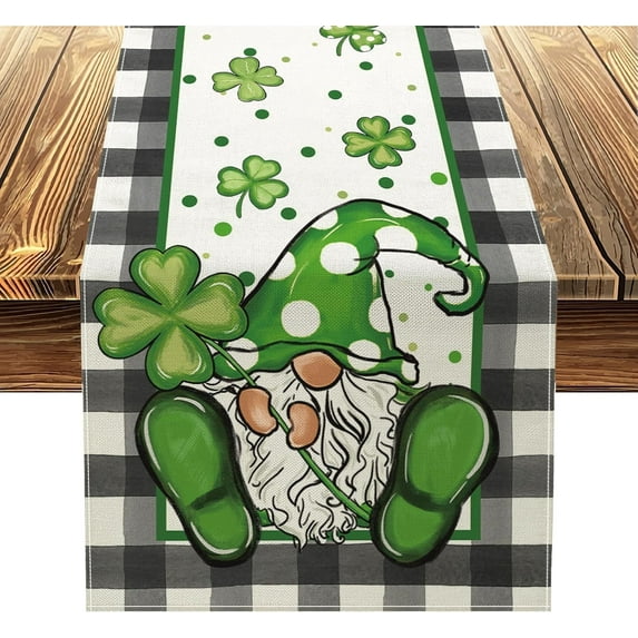 St. Patrick''s Day Table Runner, 72 Inches Long, Shamrock Gnome ...