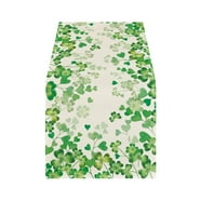 2 tone green Shamrock clover St. Patrick Day white table cover ...