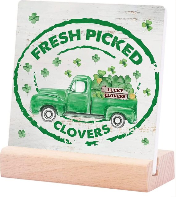 St. Patrick‘s Day Table Sign Home Decor, Fresh Picked Clover Table Sign ...