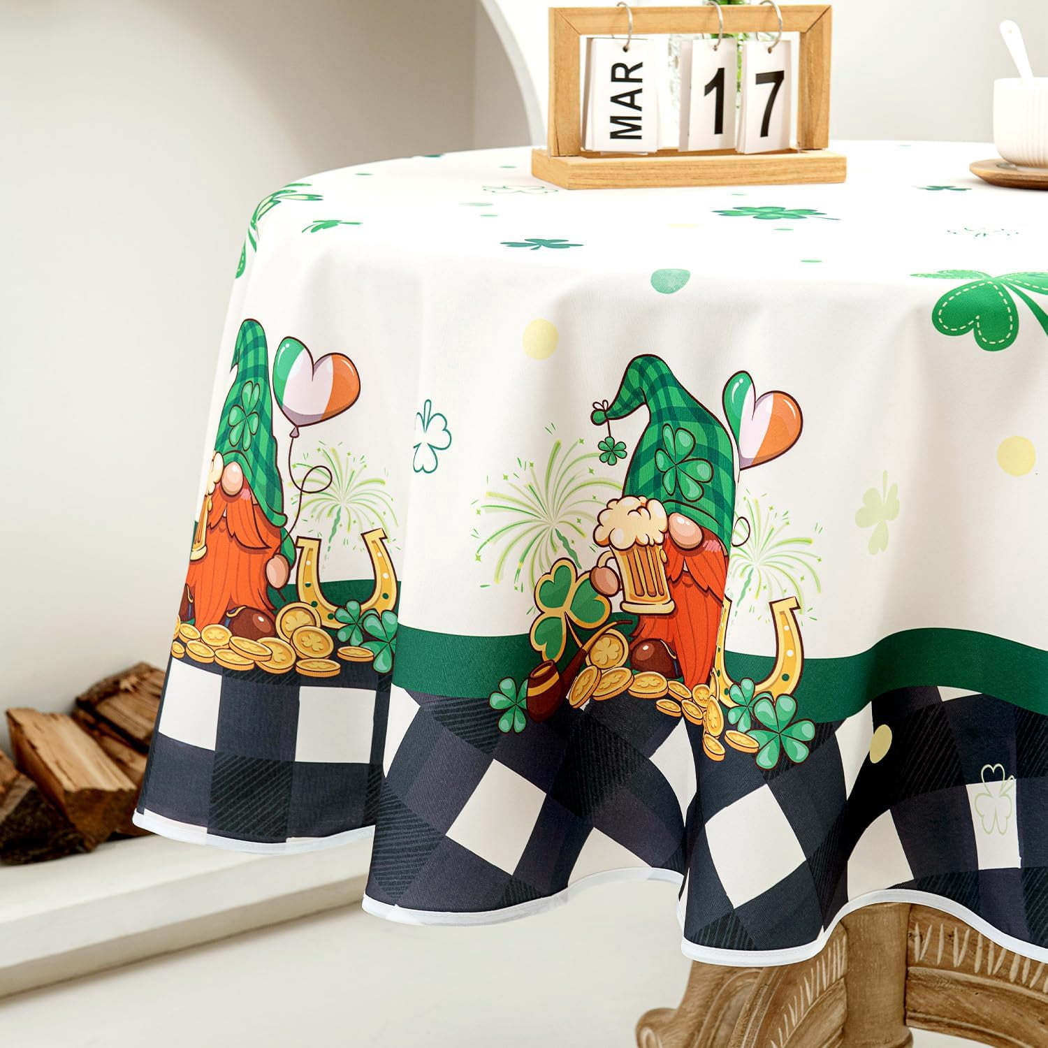 St. Patrick''s Day Tablecloth, Holiday Irish Clover Round Table Cloth ...