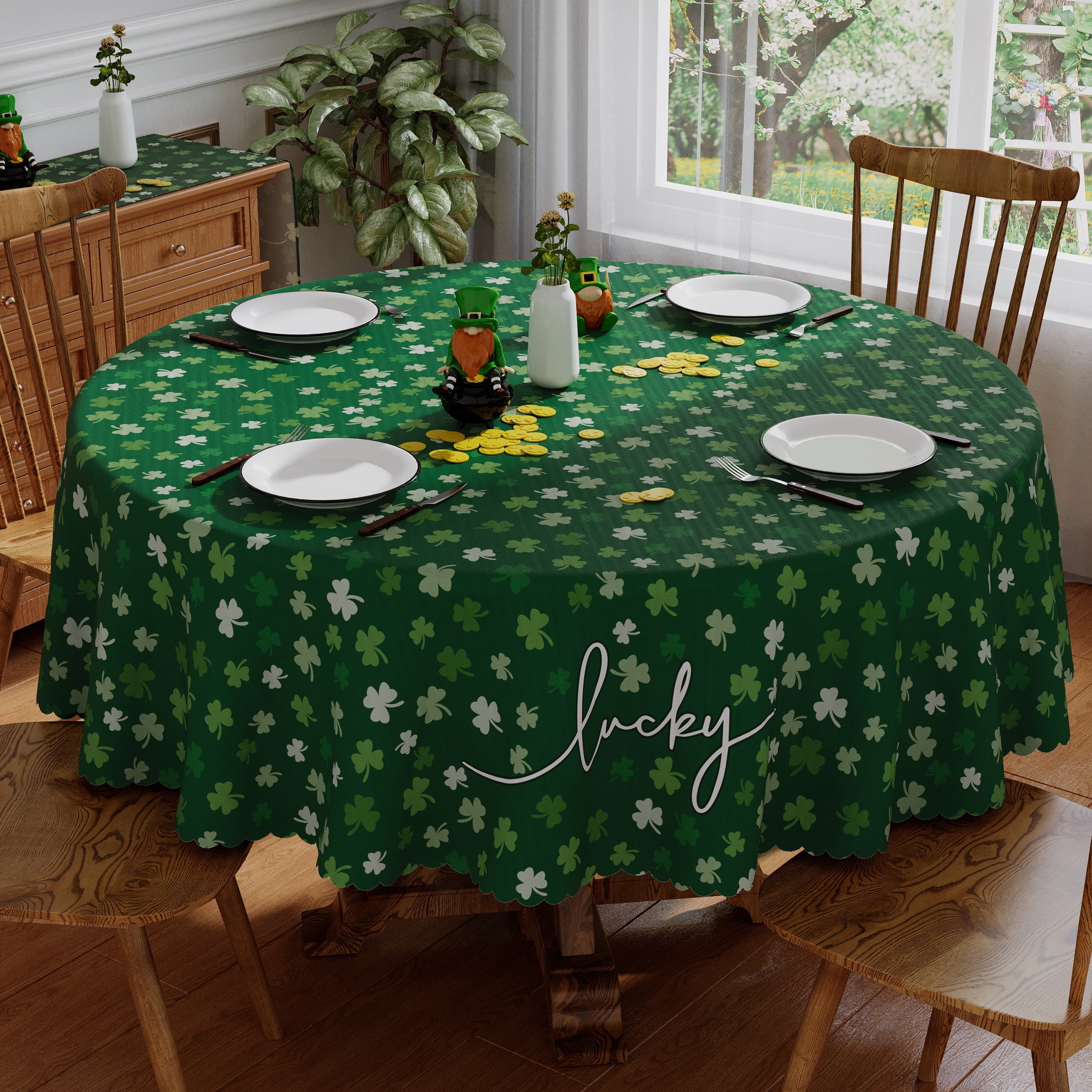 YIBAGA St Patrick's Day Tablecloth, Lucky Green Shamrock St Patricks ...