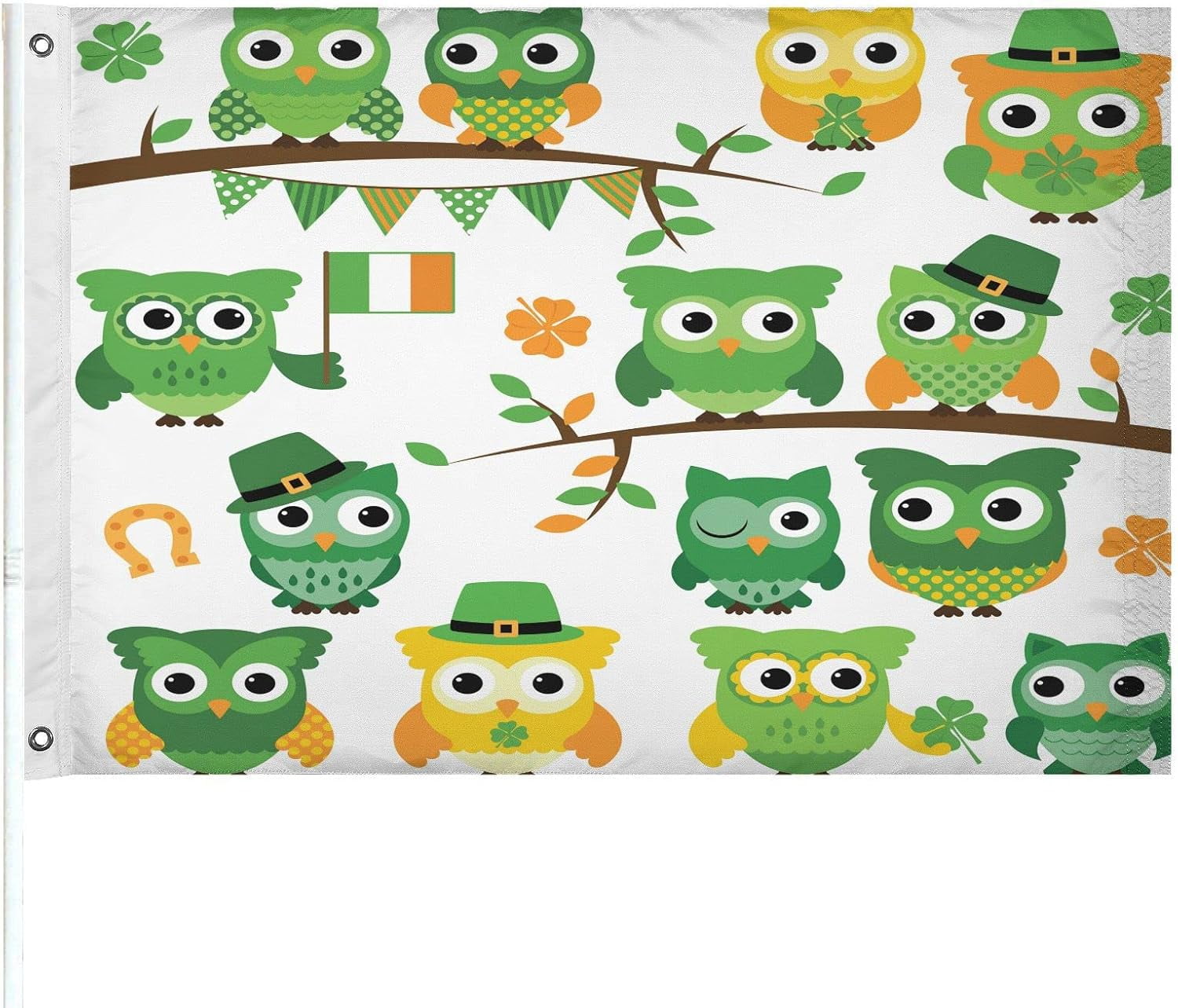 St Patrick's Day Themed Owls Flag Outdoor Garden Flag for Outside Funny ...