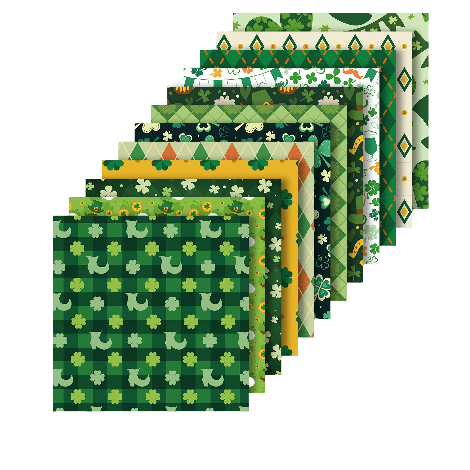St. Patrick's Day Themed Quilting Fabric Squares, 10-Pack Assorted ...