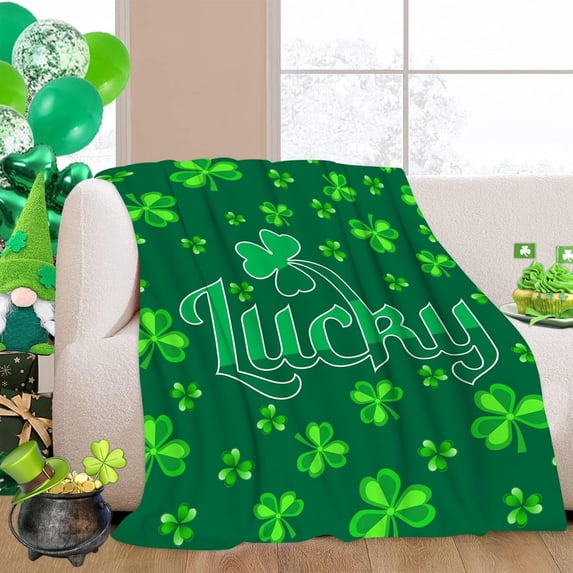 St. Patrick's Day Throw Blanket Green Clover Shamrock Throw Blankets ...