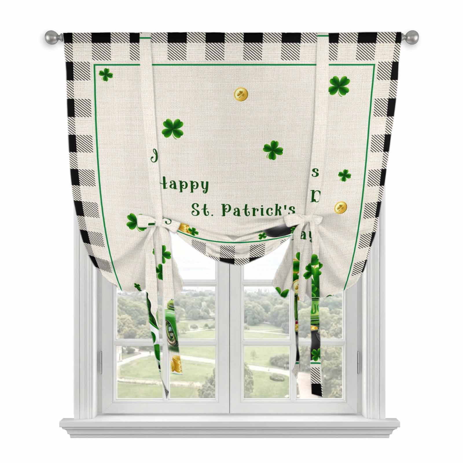 St. Patrick's Day Tie Up Curtains for Windows, Balloon Window Shades ...