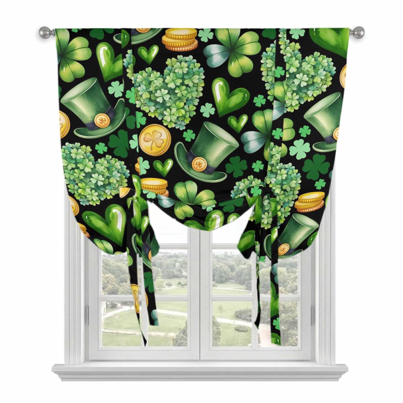 St. Patrick's Day Tie Up Curtains for Windows, Balloon Window Shades ...
