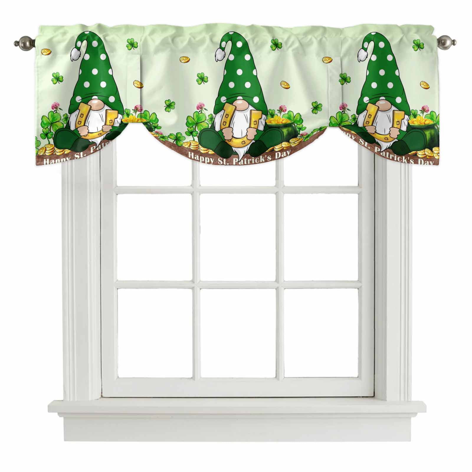 St. Patrick's Day Tie Up Valance Curtains for Windows, Kitchen Curtains ...