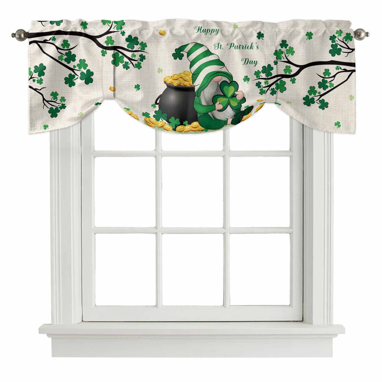 St. Patrick's Day Tie Up Valance Curtains for Windows, Kitchen Curtains ...