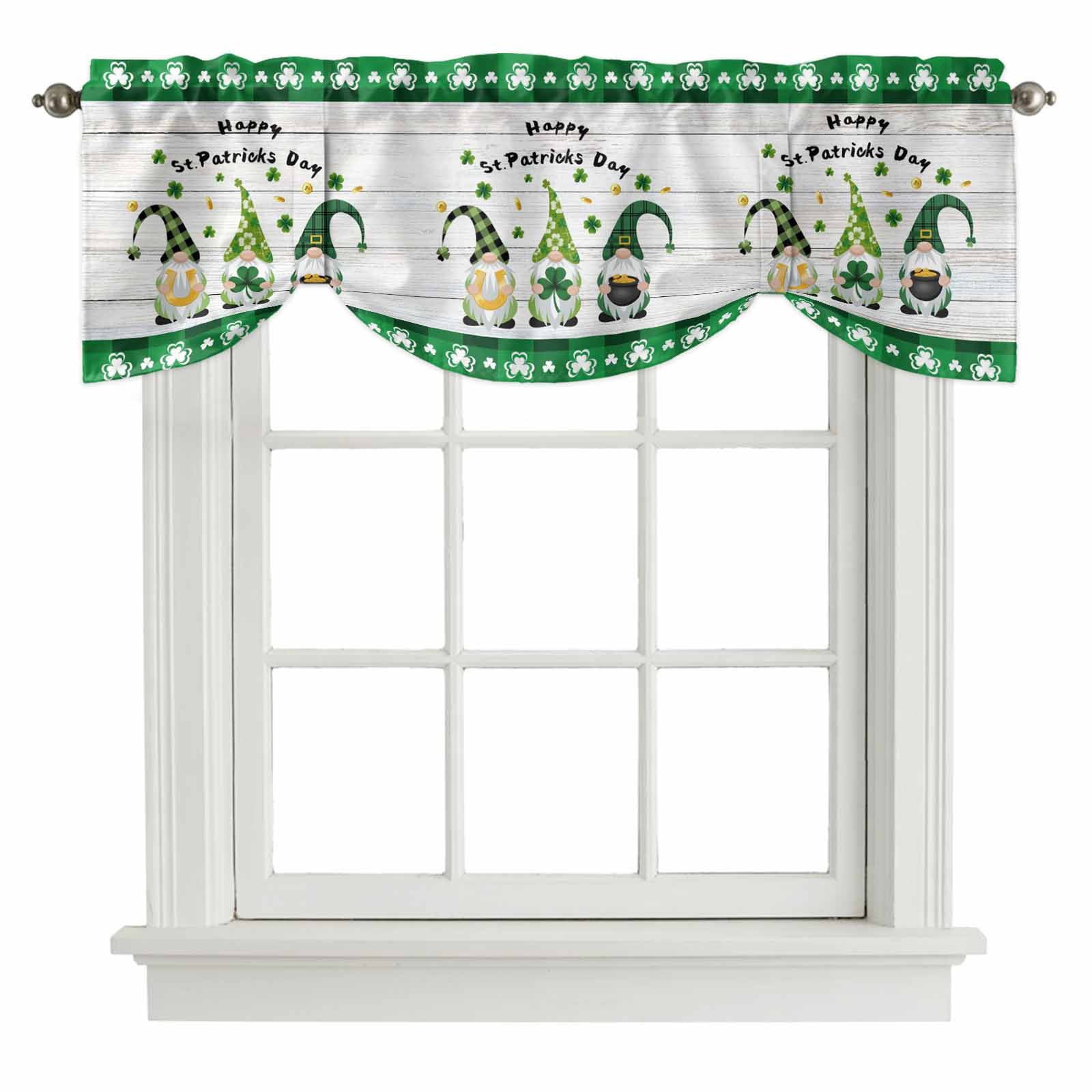 St. Patrick's Day Tie Up Valance Curtains for Windows, Kitchen Curtains ...