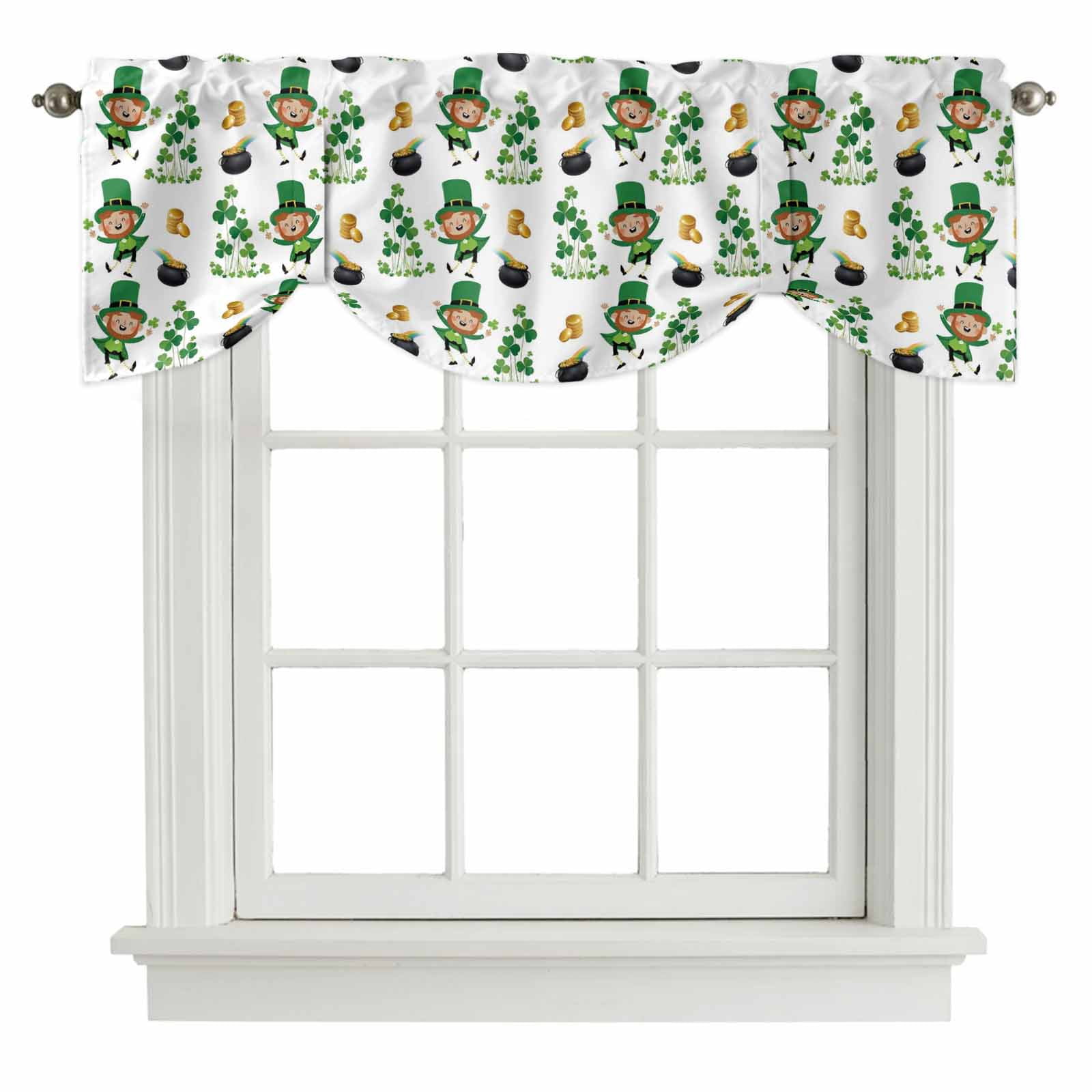 St. Patrick's Day Tie Up Valance Curtains for Windows, Kitchen Curtains ...