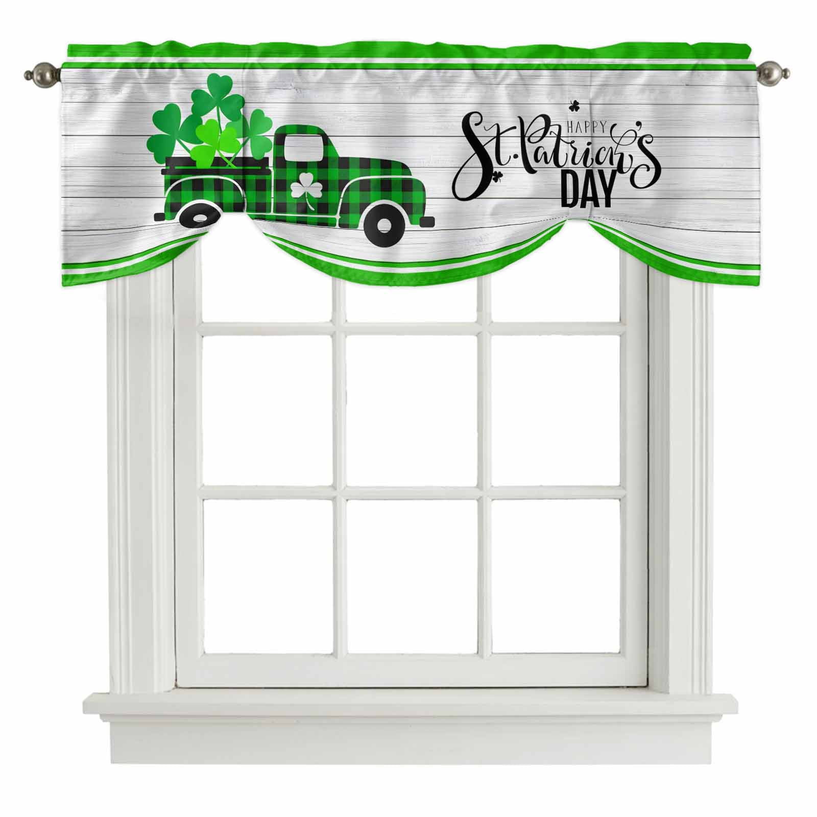 St. Patrick's Day Tie Up Valance Curtains for Windows, Kitchen Curtains ...